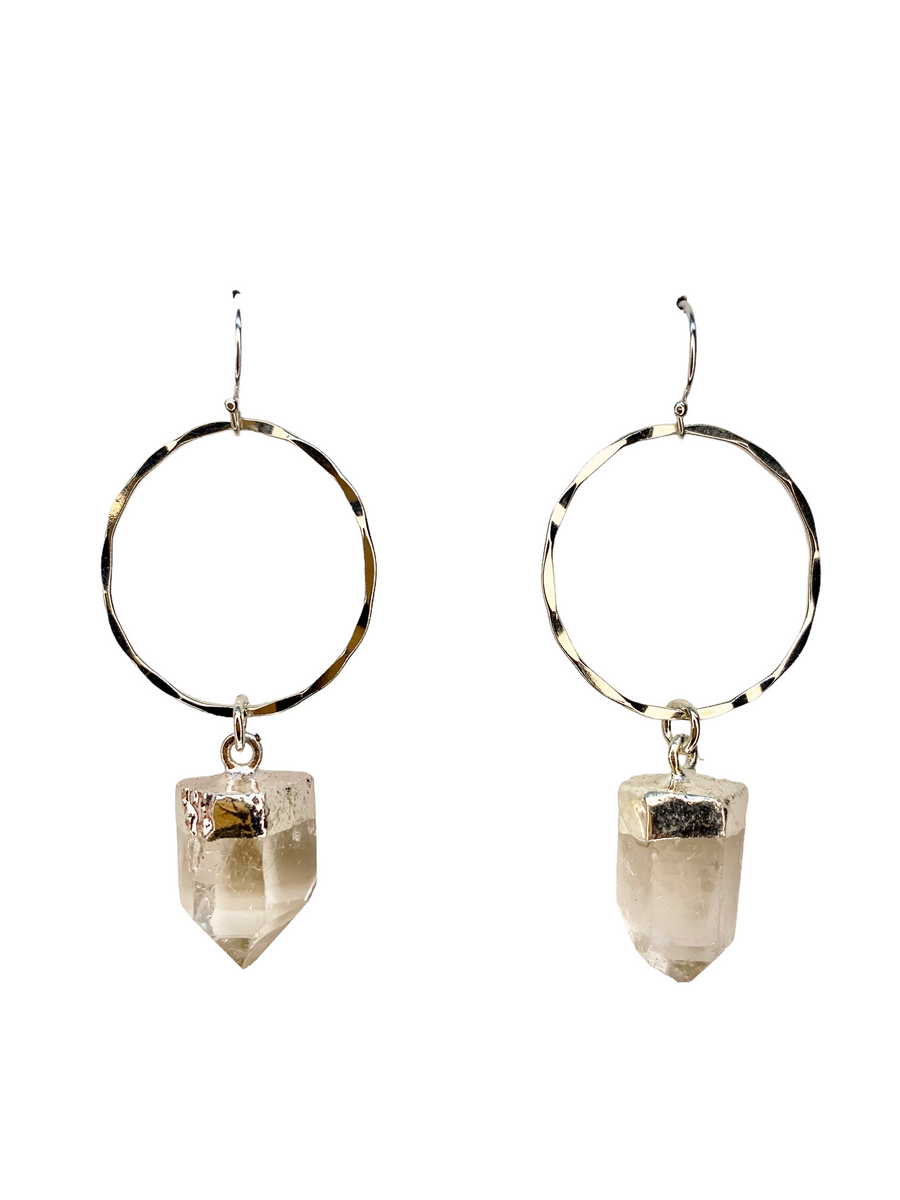 Silver Crystal Hoops – Minerva's Antennae Design